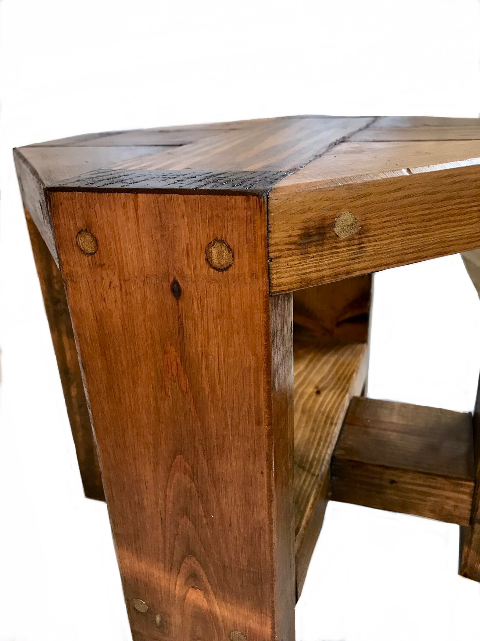 Mid Century Rustic Solid Oak Wood Side Table / Vintage 1970s - Etsy