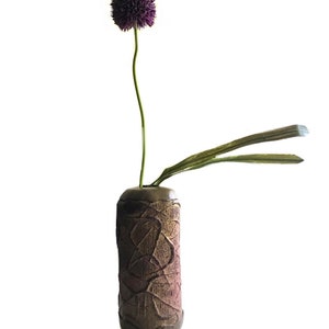 Signed Vintage 1960s Mid Century Brown Stoneware Textured Slab Vase ...