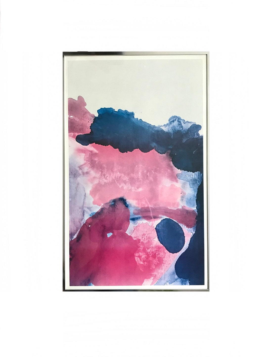 Vintage 1970s Abstract Expressionism Pink Blue Art Lithograph Print ...