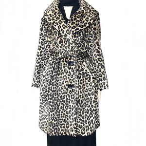 Vintage 1950s Faux Leopard Fur Coat/ Animal Print Pea Coat / Rockabilly ...