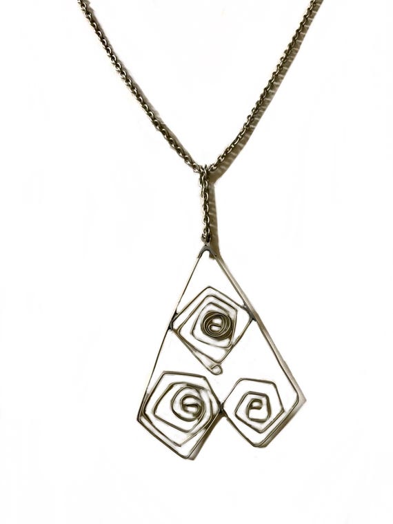 vintage 1960s European Brutalist modernist necklace/ … - Gem