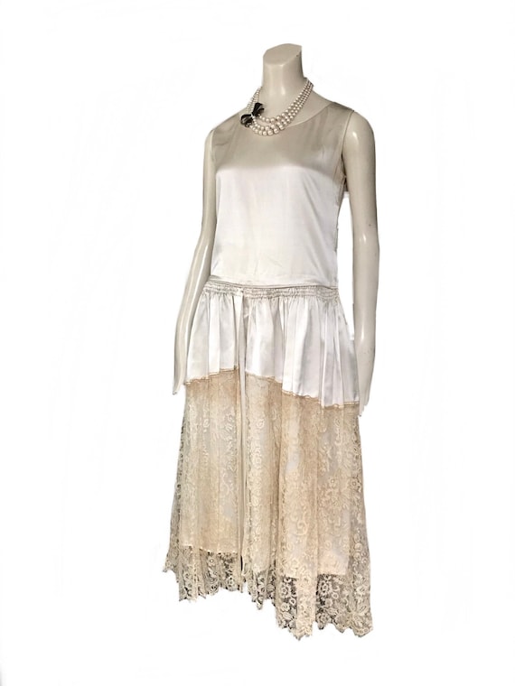 Authentic 1910 1920s flapper Art Deco ivory white sil… - Gem