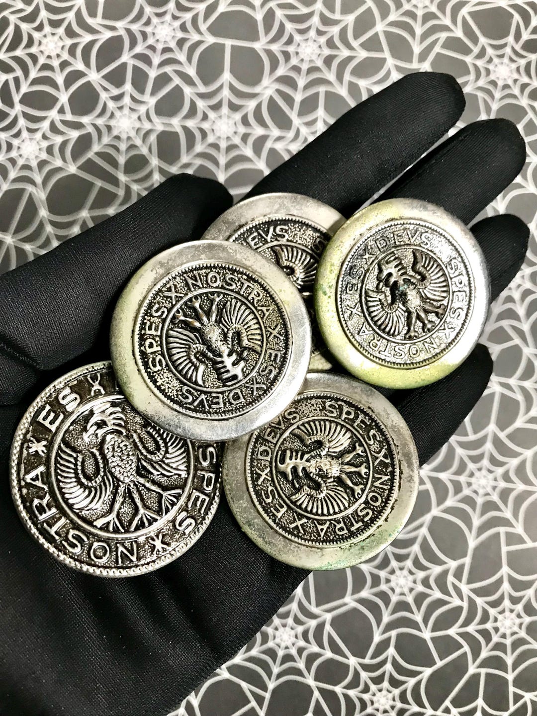 Five Antique 1800s Hessian Uniform Buttons / Large Silver Tone ...