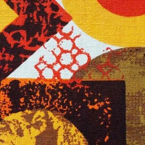 Vintage 1960s Geometric Orange Fabric Wall Art /mid Century Abstract ...