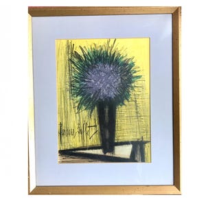 Bernard Buffet Original Purple Flowers Lithograph / 1960s Mid Century ...