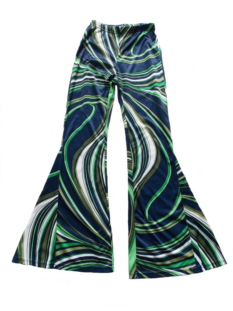 1970s Psychedelic Hippie Boho Flared Pants / 70s Blue Green - Etsy