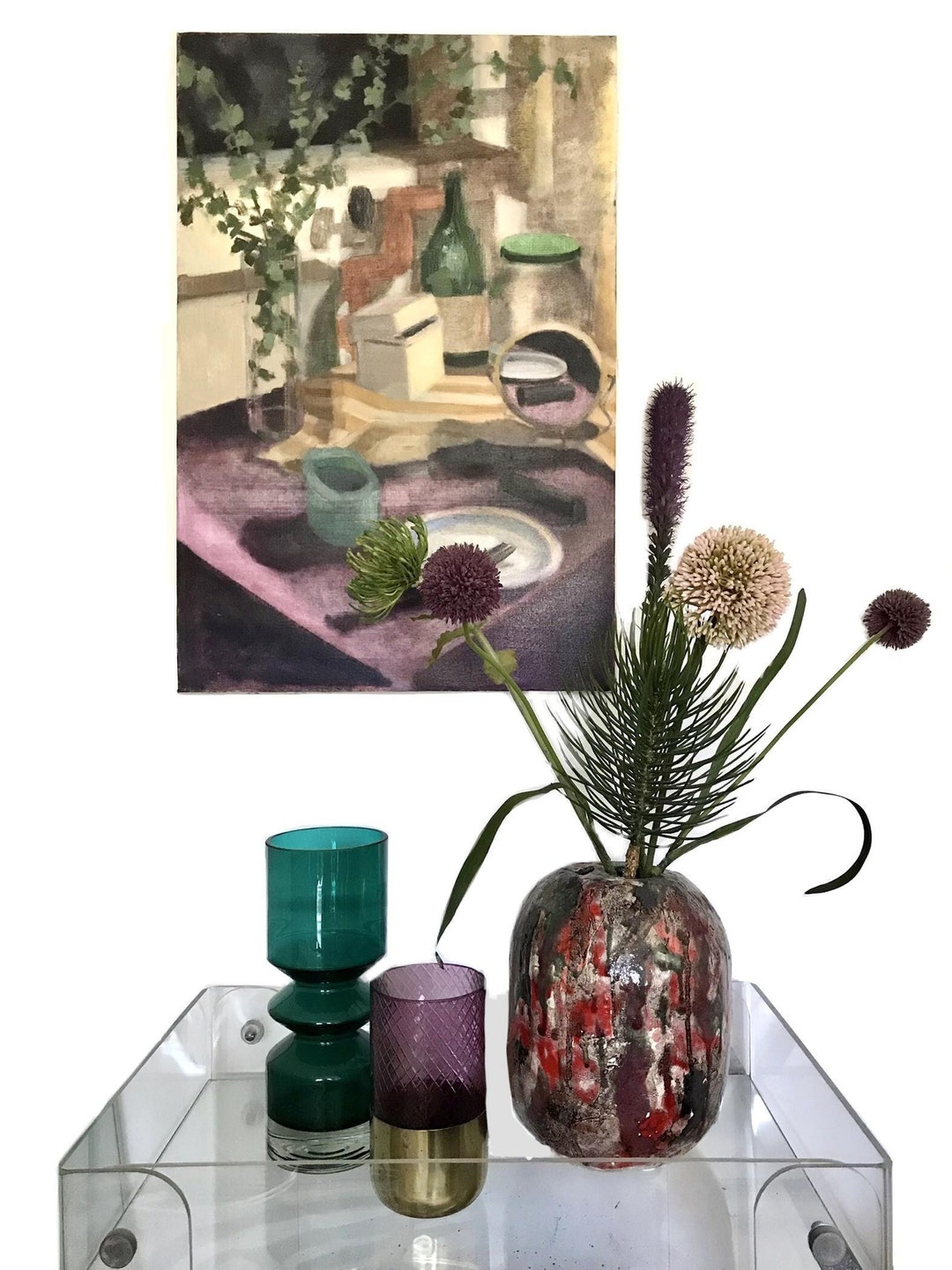 Signed Contemporary Still Life Painting / Vintage 1990s Abstract Wall ...