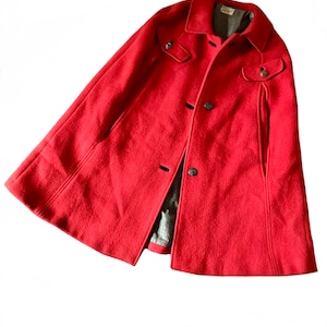 Lord & Taylor Vintage 1960s Red Wool Cape/ 60 Winter Coat / Made in ...