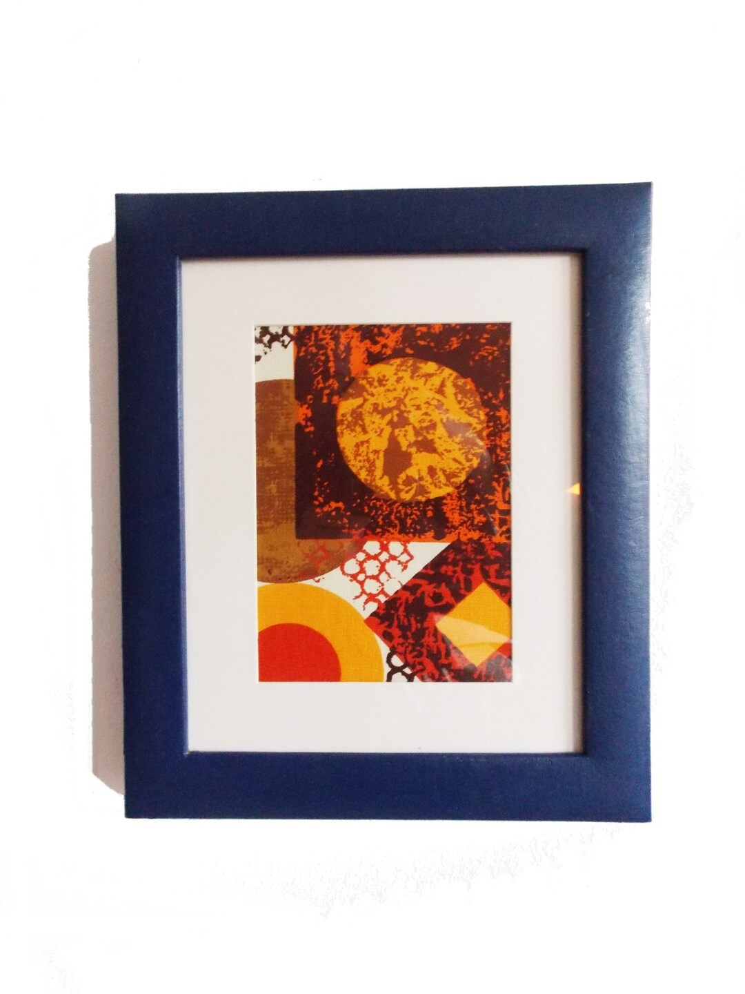 Vintage 1960s Geometric Orange Fabric Wall Art /mid Century Abstract ...