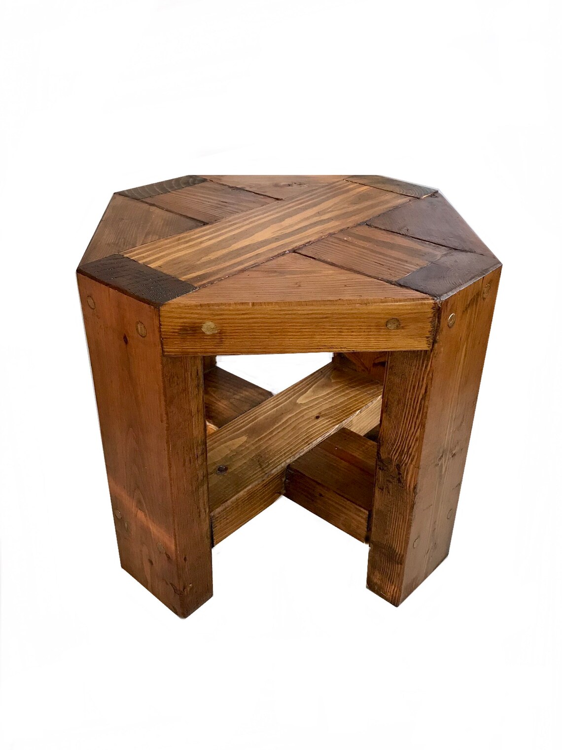 Mid Century Rustic Solid Oak Wood Side Table / Vintage 1970s - Etsy