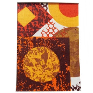 Vintage 1960s Geometric Orange Fabric Wall Art /mid Century Abstract ...