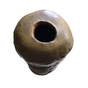 Signed Vintage 1960s Mid Century Brown Stoneware Textured Slab Vase ...