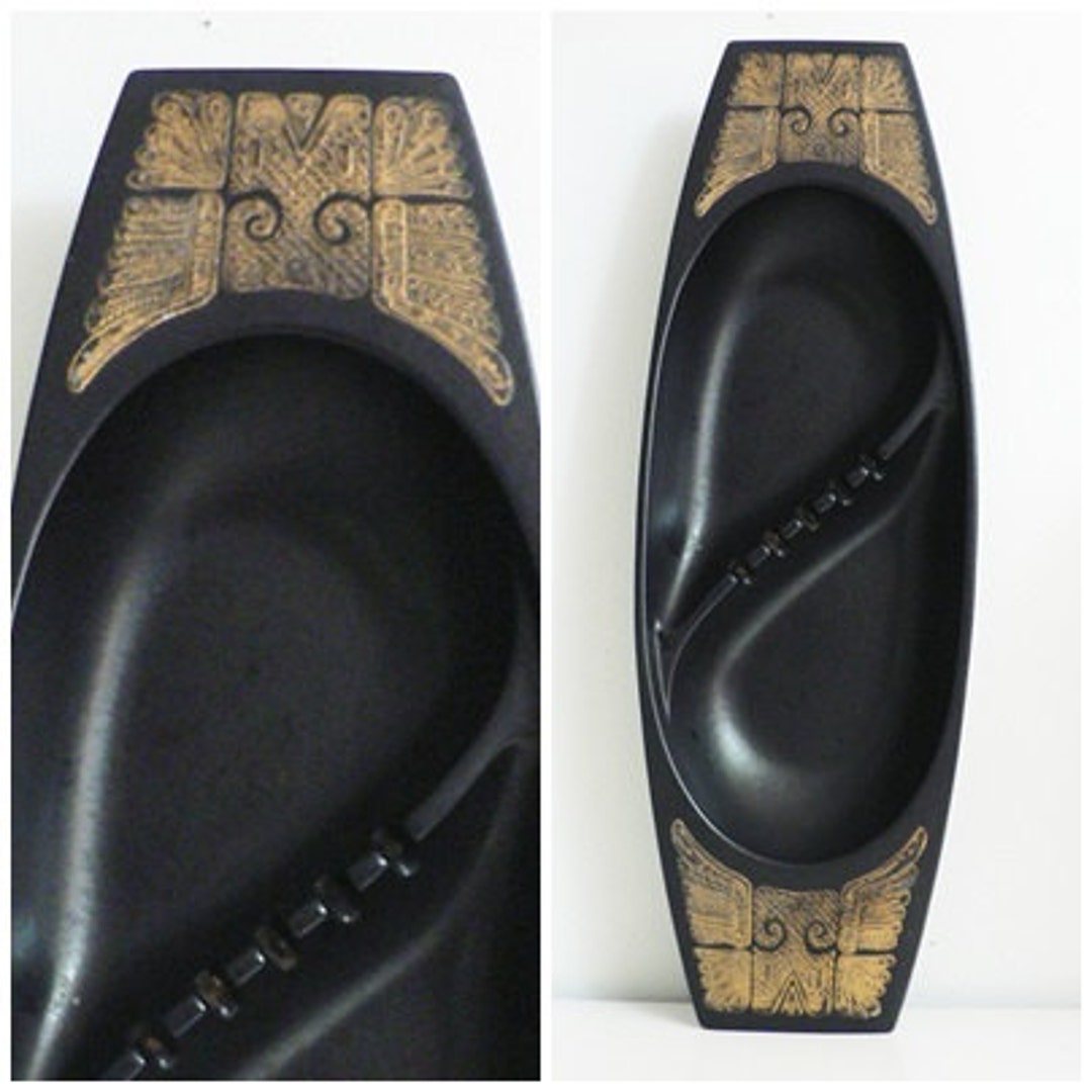 Mid Century Modern Black Gold Ceramic Ashtray/ Vintage 1950s - Etsy