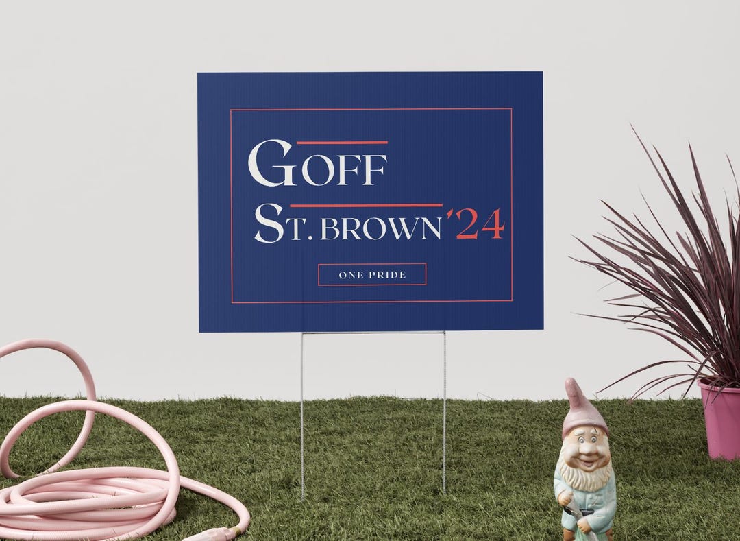 Detroit Lions Yard Sign, Jared Goff and Amon-ra St Brown, Plastic Yard ...