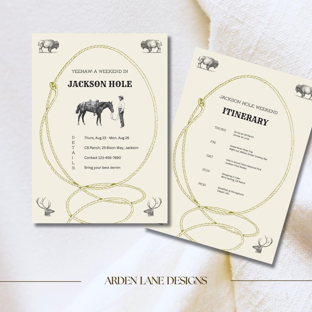 Jackson Hole Weekend Invitation & Itinerary - Jackson Hole or Custom ...