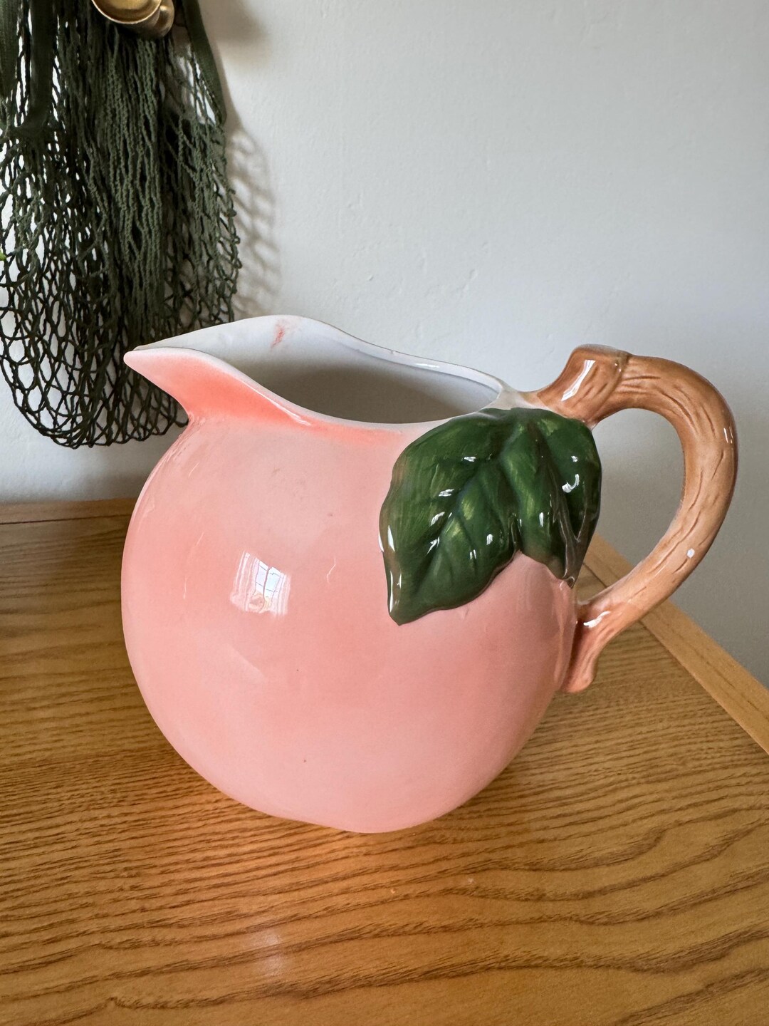 Vintage Peach Pitcher Newman Importing 1960s - Etsy