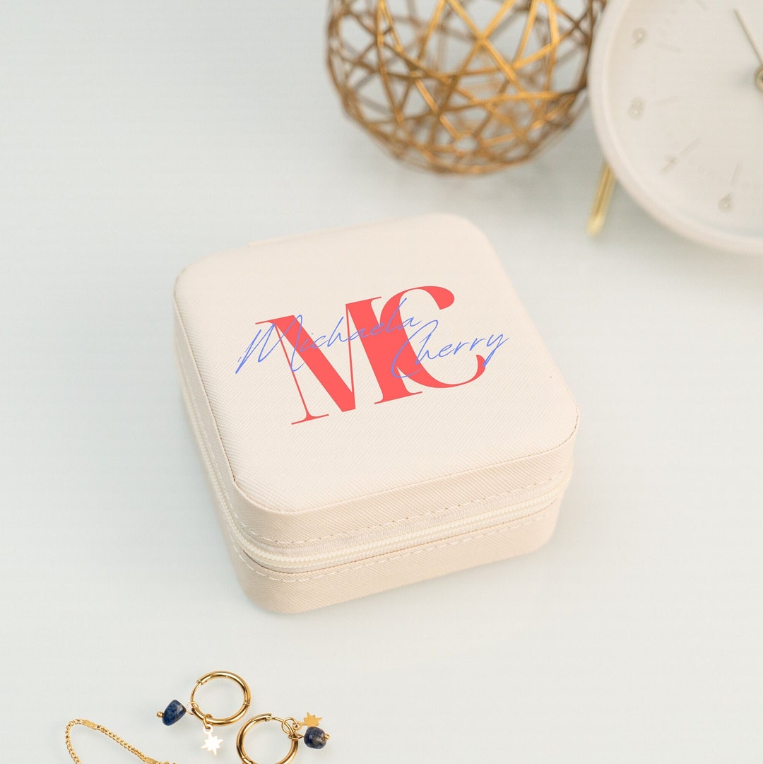 Leather Custom Jewelry Box Personalized Name Case Travel Jewelry ...