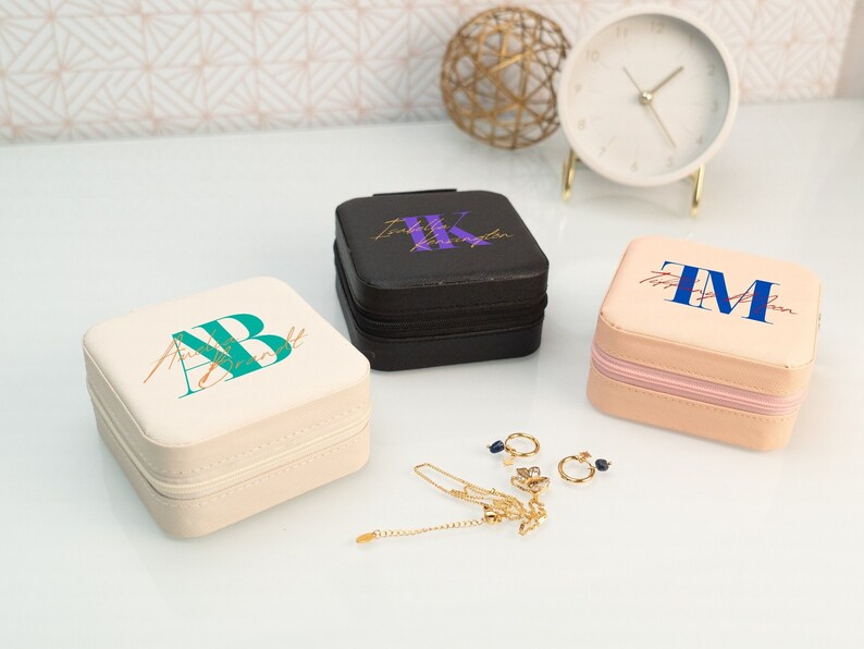 Leather Custom Jewelry Box Personalized Name Case Travel Jewelry ...