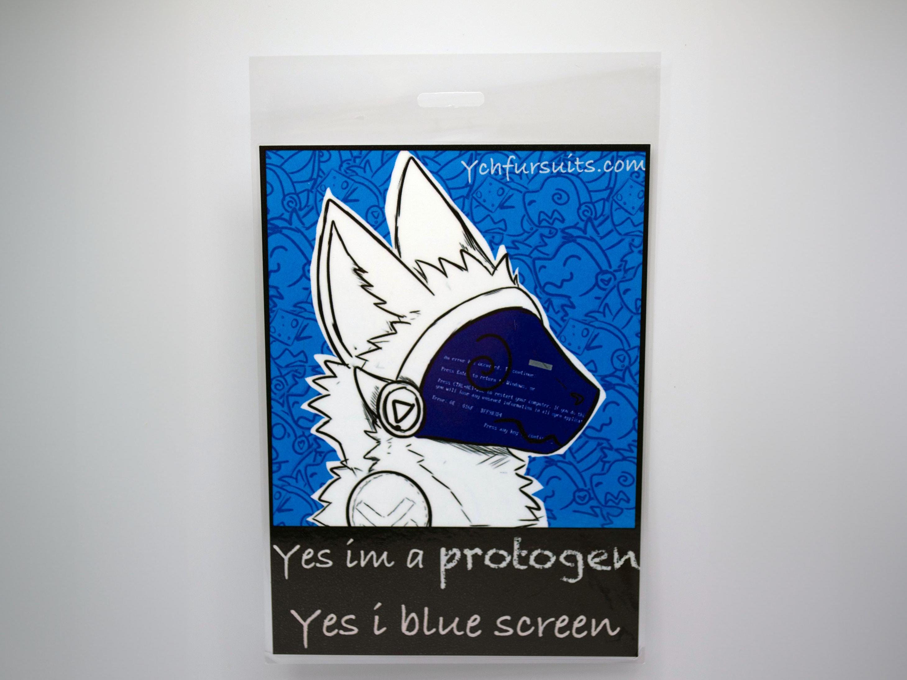 Yes I Am Protogen Yes I Blue Screen Fursona Badge - Etsy