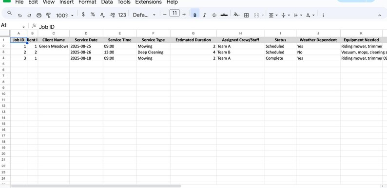 Service Business: Spreadsheets Templates Bundle Budget Job Scheduler ...