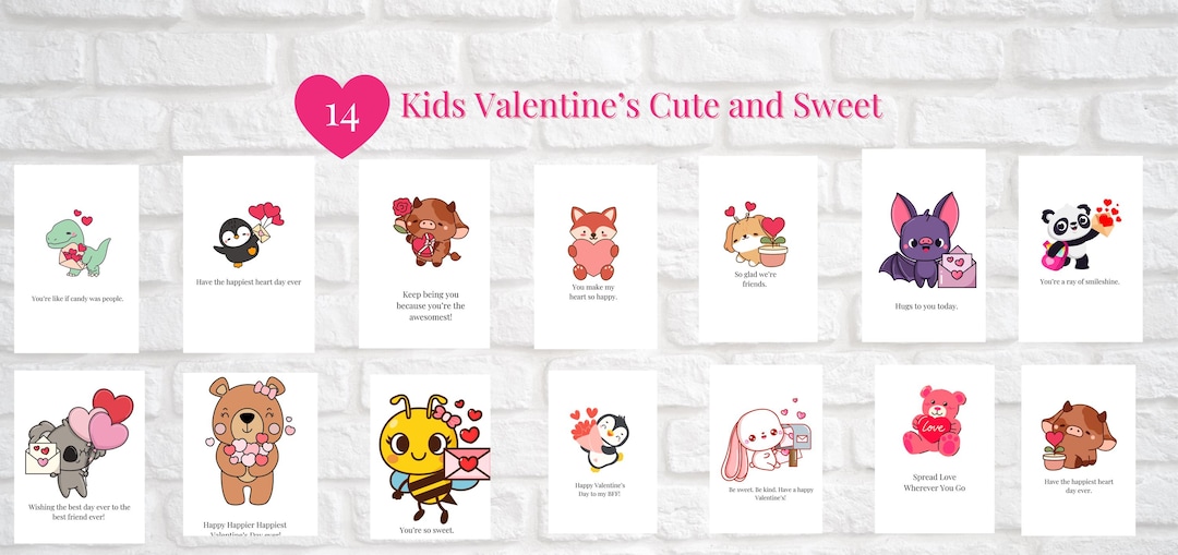 Kids Valentine Cards Printable Valentine Kids Card School Valentine ...