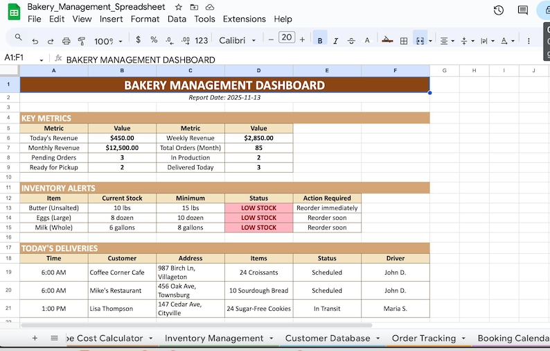 Bakery Template Bundle | Invoice Generator | Inventory Tracker | Excel ...