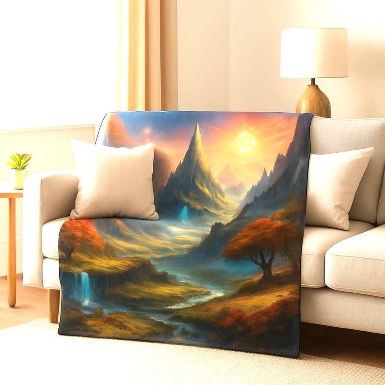 Middle-earth Lord of the Rings Landscape on a Silken Soft Throw Blanket ...
