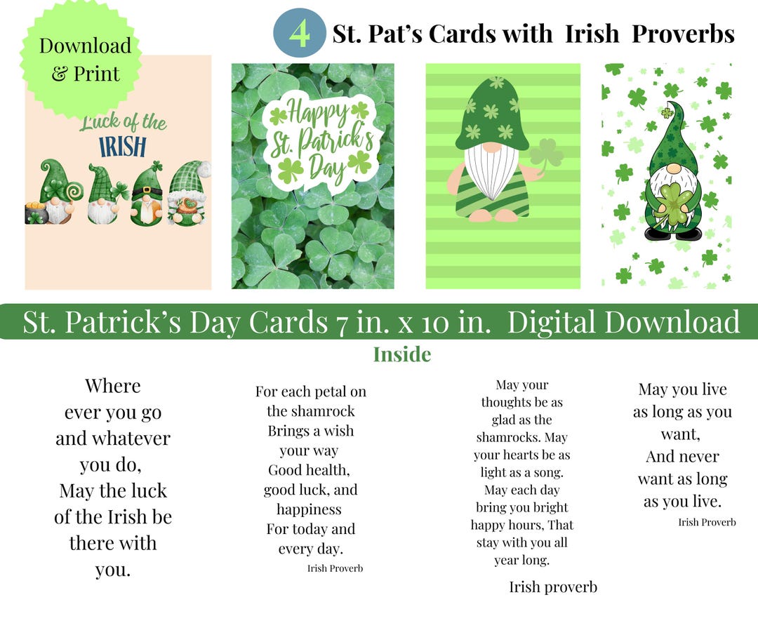 St Patrick's Day Card Printable | St Patricks Day Greeting Cards ...