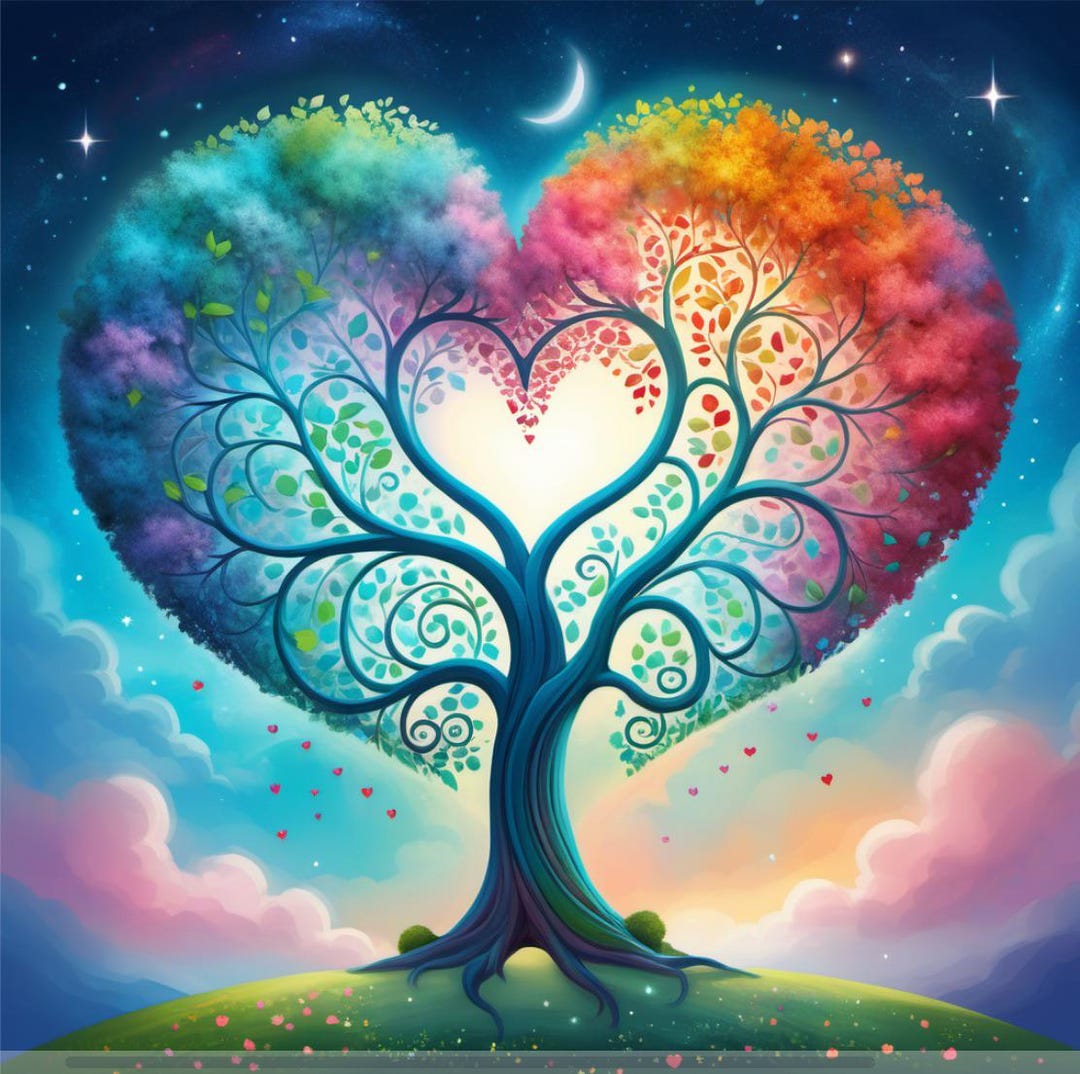 Wall Art: Tree of Love a Vibrant Digital Art Valentine's Day Present - Etsy