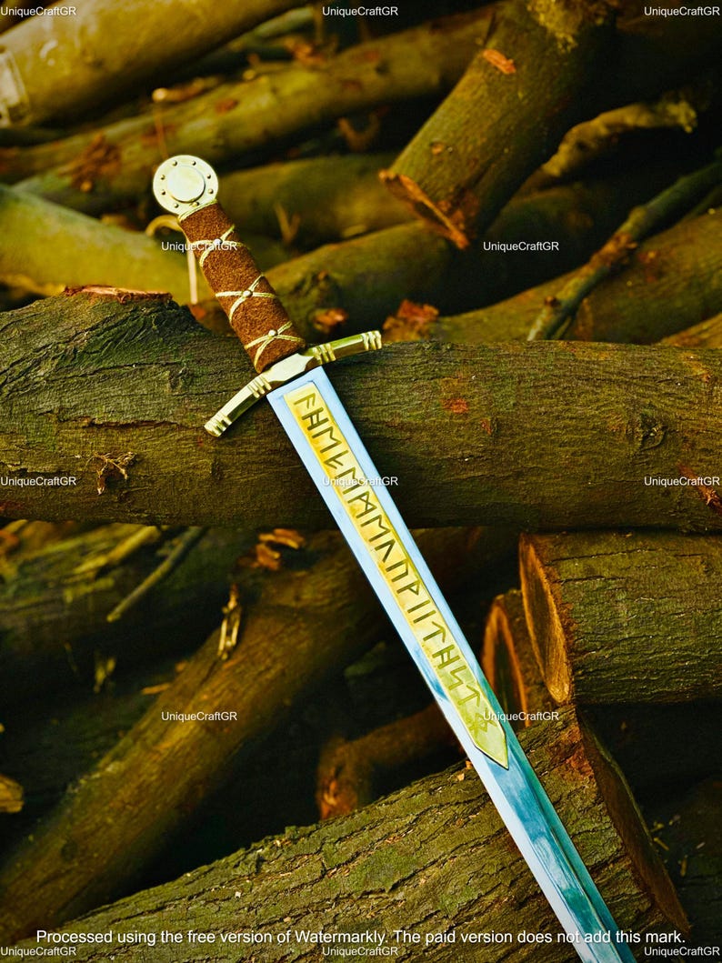 Excalibur Sword for Merlin Cosplay, Handmade Steel and Brass Blade ...