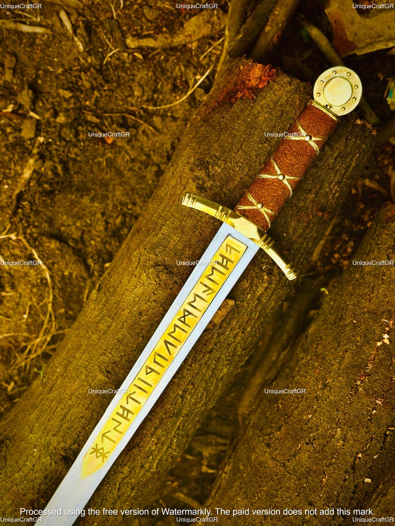 Excalibur Sword for Merlin Cosplay, Handmade Steel and Brass Blade ...