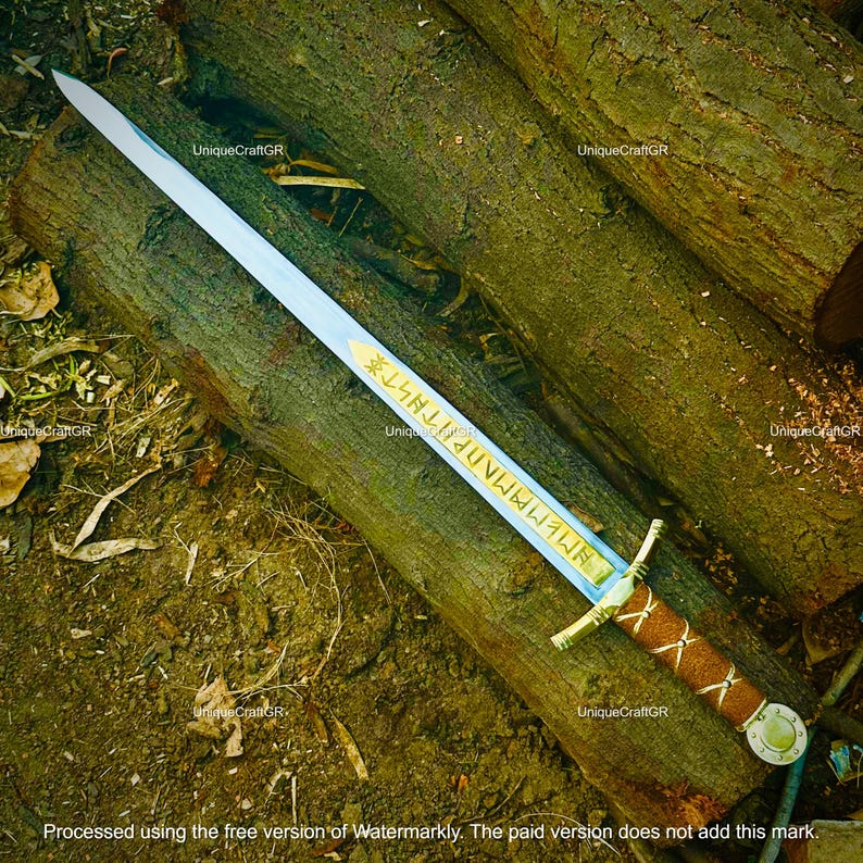 Excalibur Sword for Merlin Cosplay, Handmade Steel and Brass Blade ...