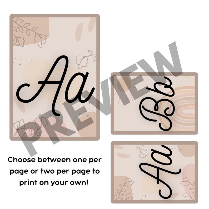 Boho Alphabet Letters Set, Cursive and Regular, Neutral Colors for ...