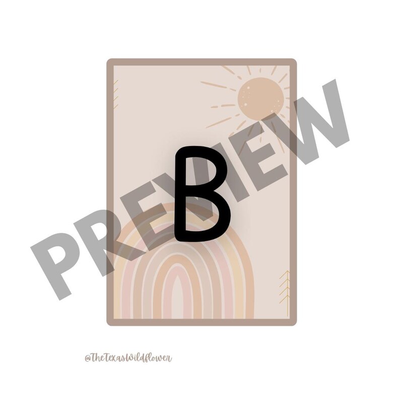 Boho Alphabet Letters Set, Cursive and Regular, Neutral Colors for ...