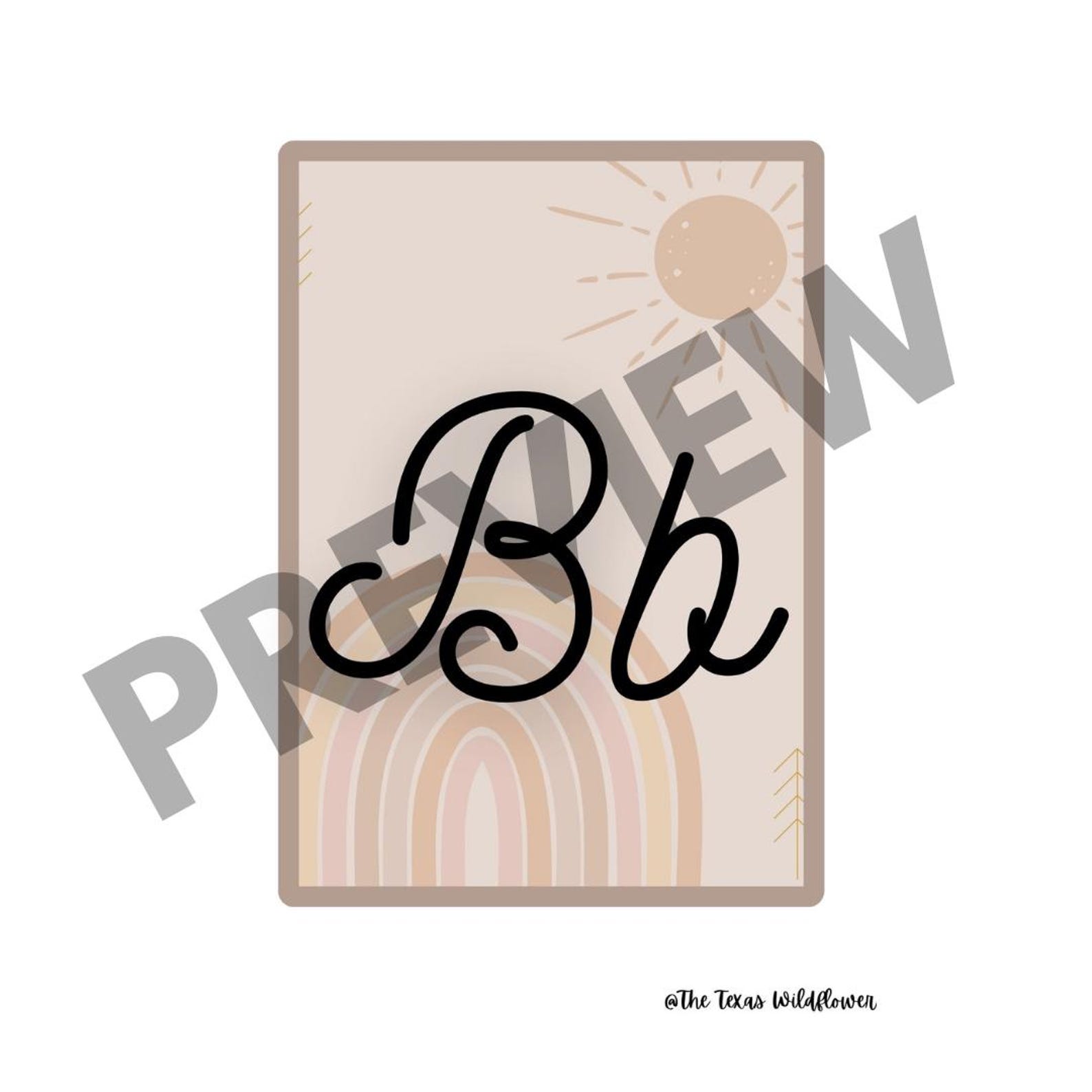 Boho Alphabet Letters Set, Cursive and Regular, Neutral Colors for ...