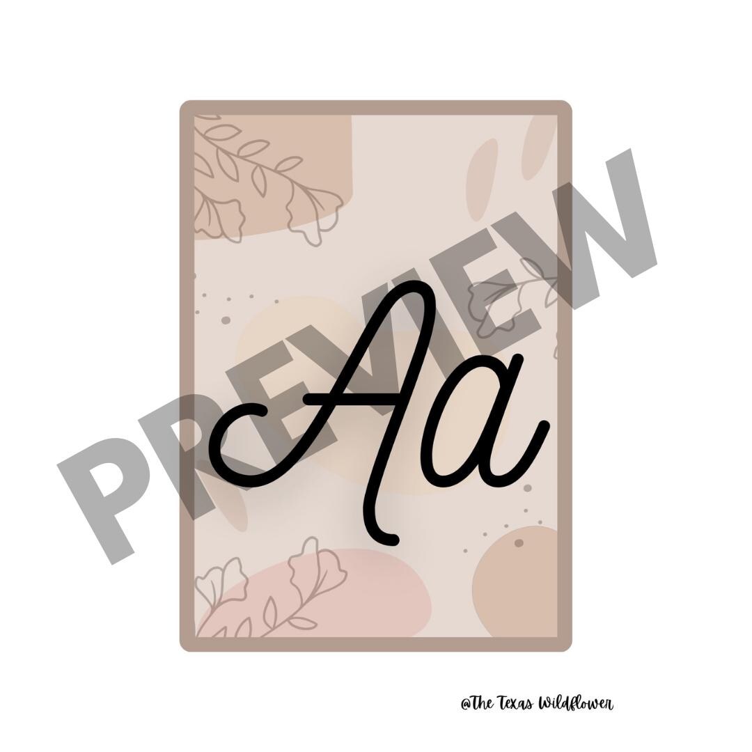 Boho Alphabet Letters Set, Cursive and Regular, Neutral Colors for ...