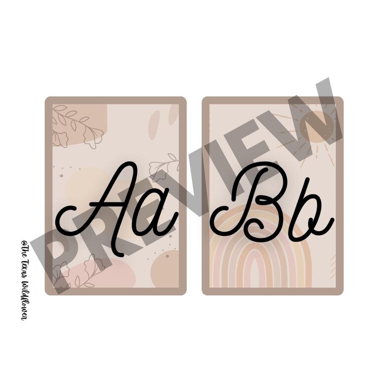 Boho Alphabet Letters Set, Cursive and Regular, Neutral Colors for ...
