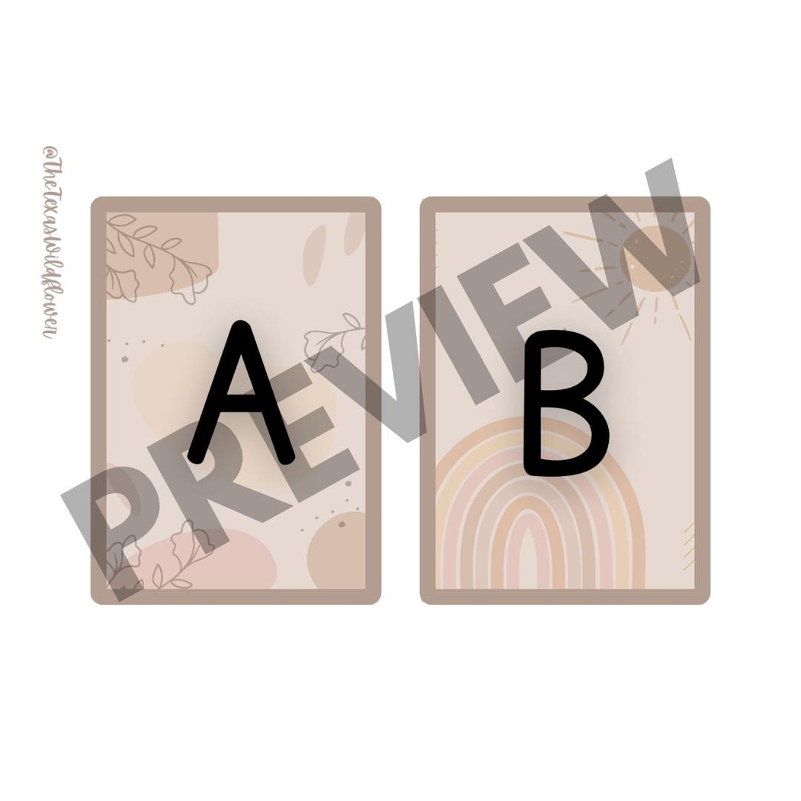 Boho Alphabet Letters Set, Cursive and Regular, Neutral Colors for ...