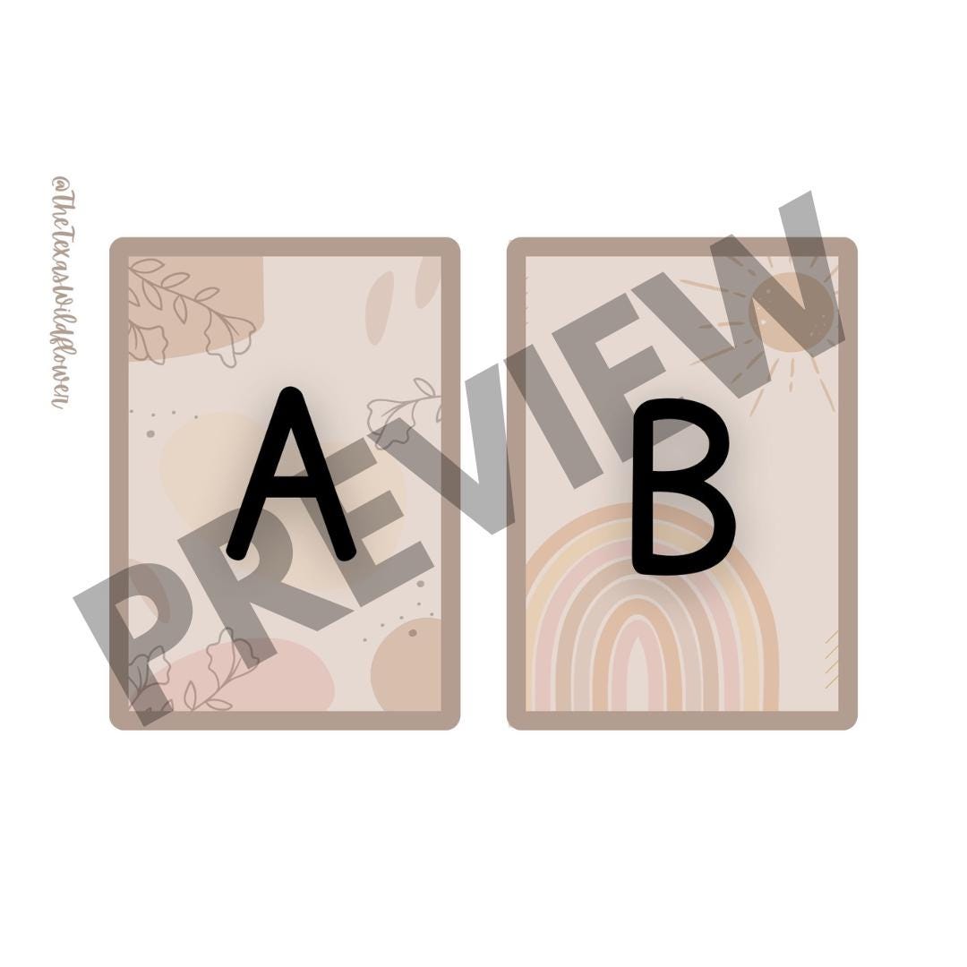 Boho Alphabet Letters Set, Cursive and Regular, Neutral Colors for ...