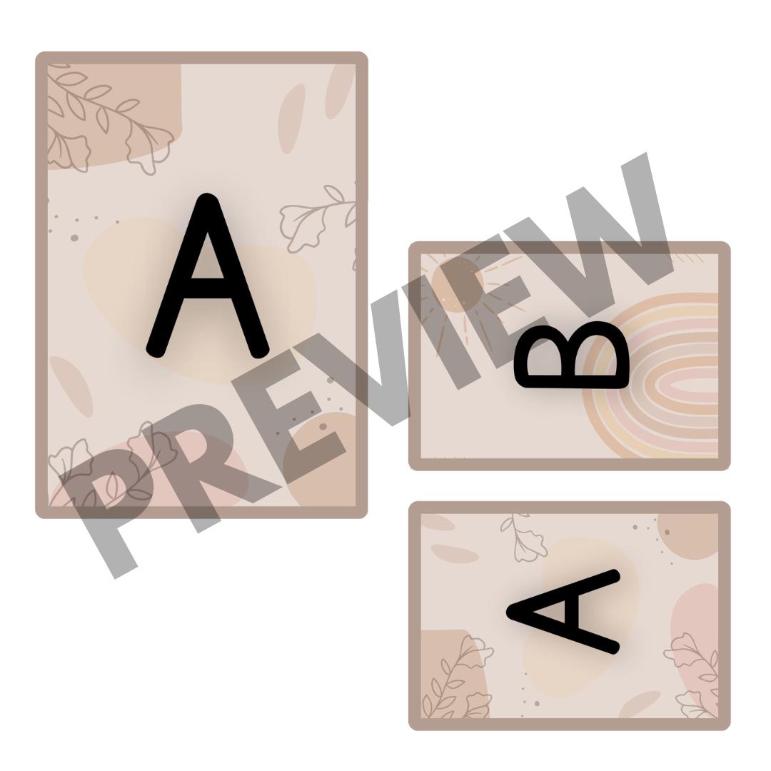 Boho Alphabet Letters Set, Cursive and Regular, Neutral Colors for ...