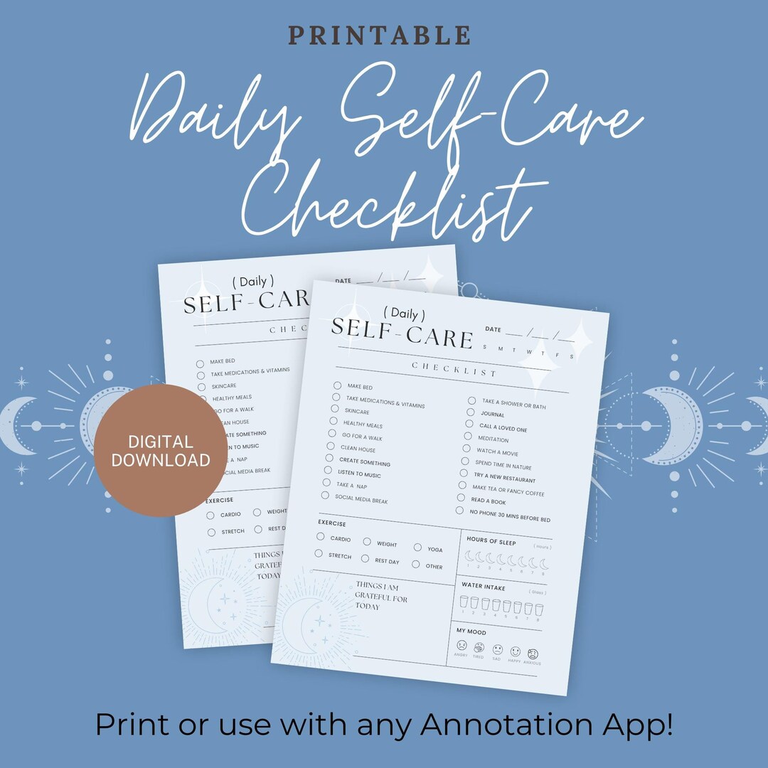 Daily Self Care Checklist Printable, Self Care Habit Tracker, Self Care Routine, Self-love ...