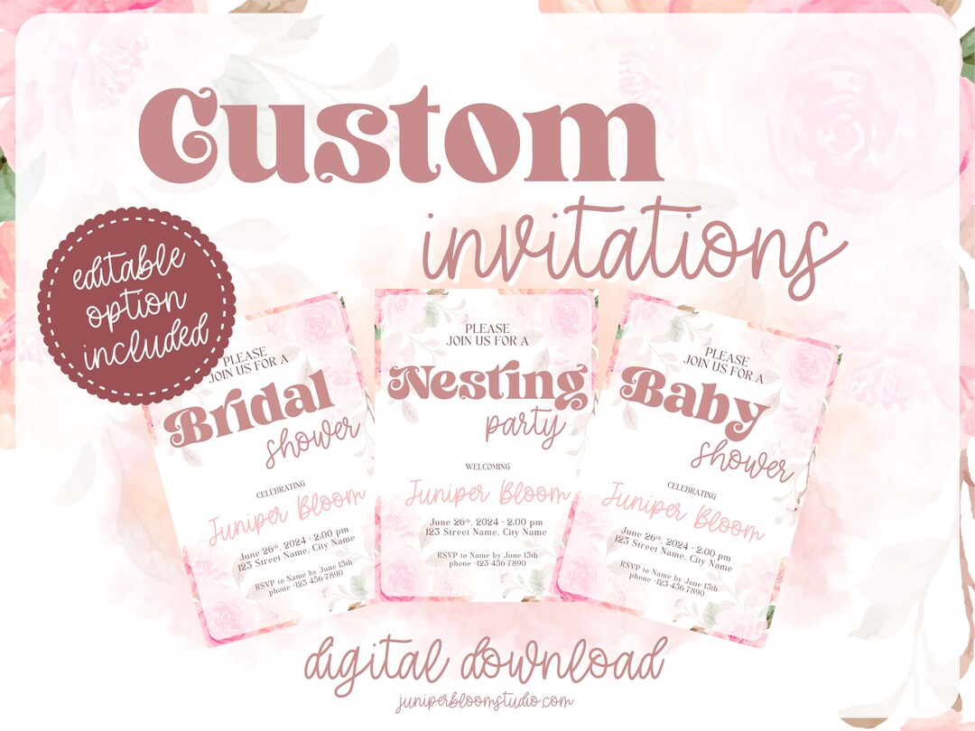 Digital Customizable Invitations Baby Shower Bridal Shower Nesting ...