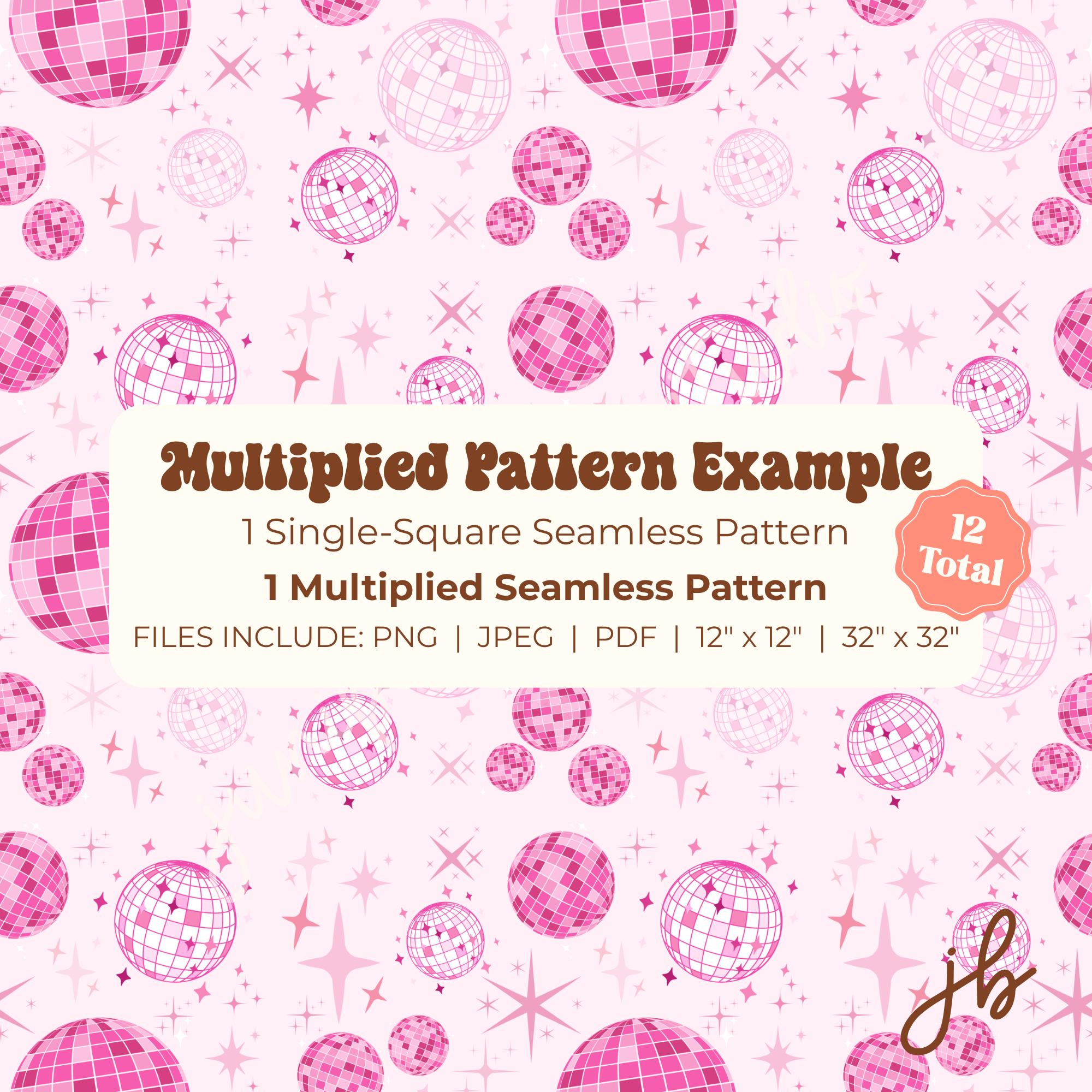 Cute Pink Disco Ball Digital Seamless Pattern | Disco Pink Print at ...