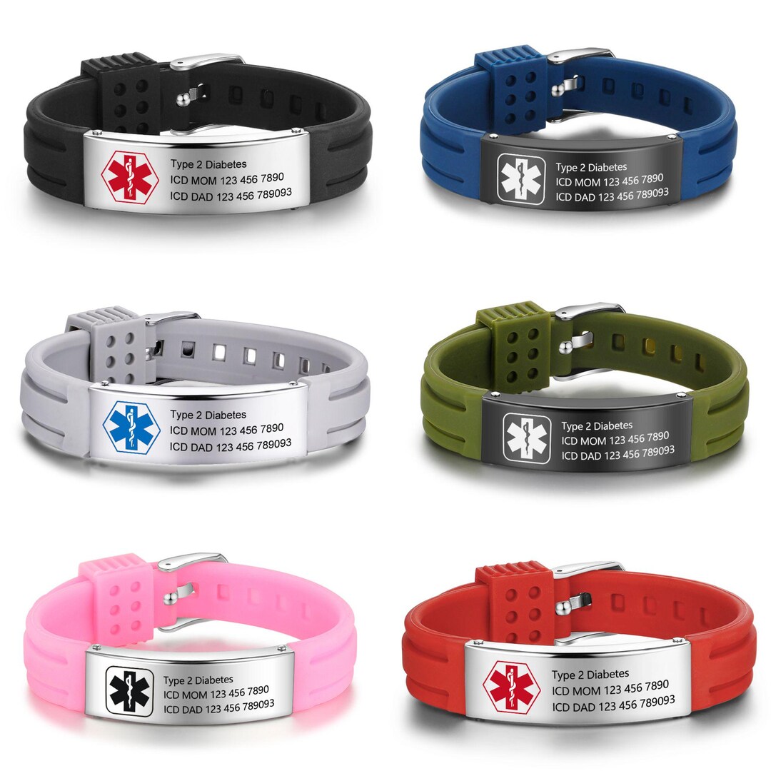 Personalised Silicone Medical ID Bracelet,emergency Alert ID Bracelet ...