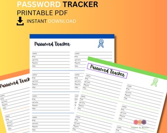 Password Tracker Template Instant Download - Etsy