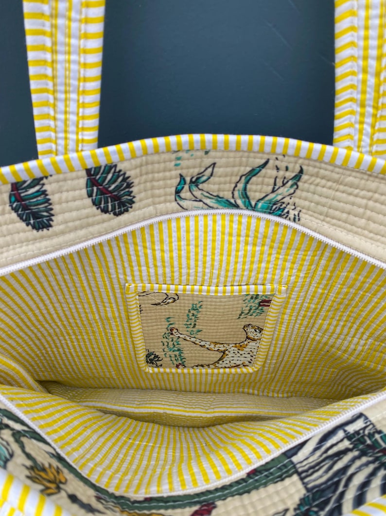 Quilted Cotton Tote Bag: Jungle Print, Boho Style - Etsy