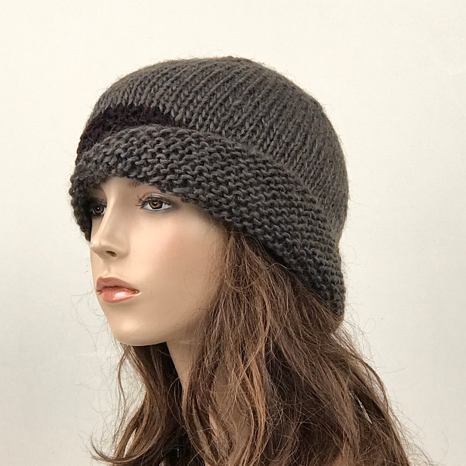 Hand Knit Hat Woman Hat Fold Band Hat Almond Hat Band Wool Hat - Etsy