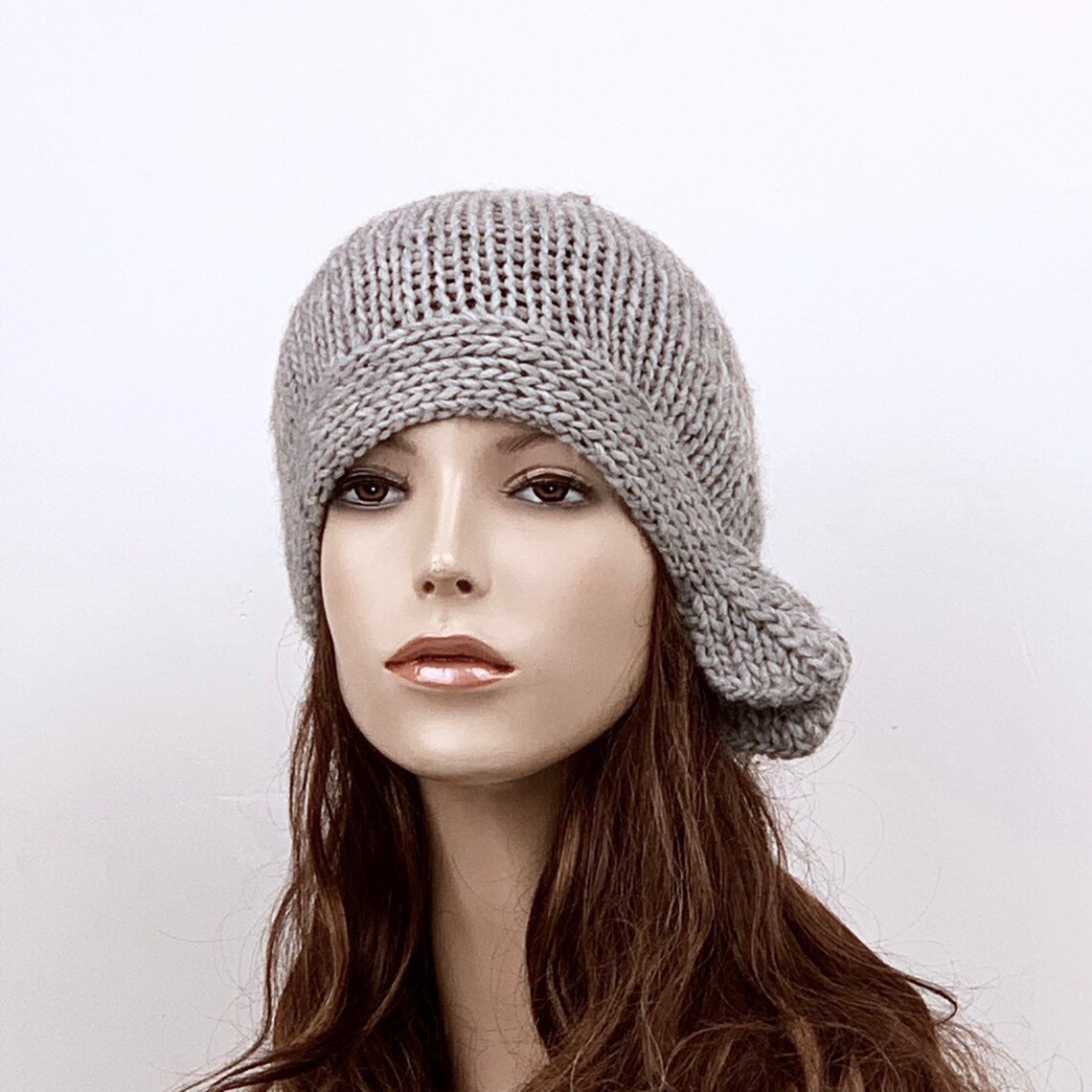 Hand Knit Hat Beret Hat With Side Band in Black - Etsy