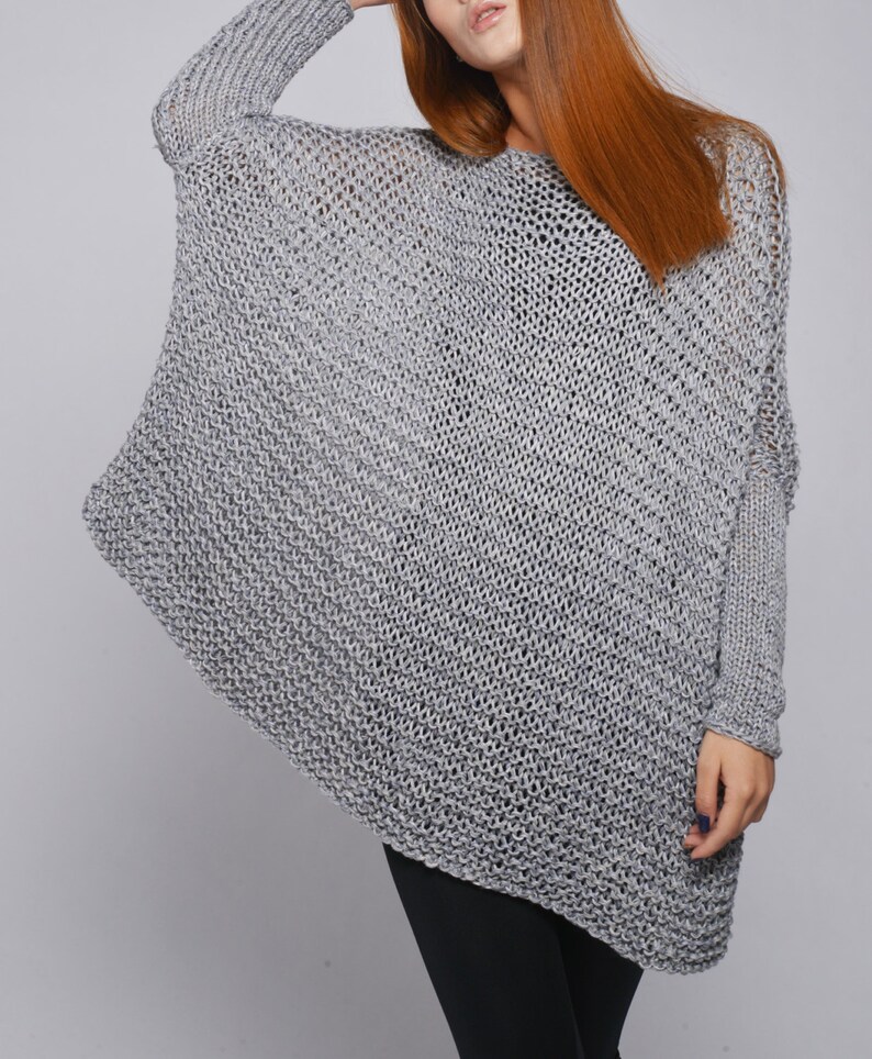OVERSIZED Woman Sweater/ Knit Sweater Light Grey - Etsy