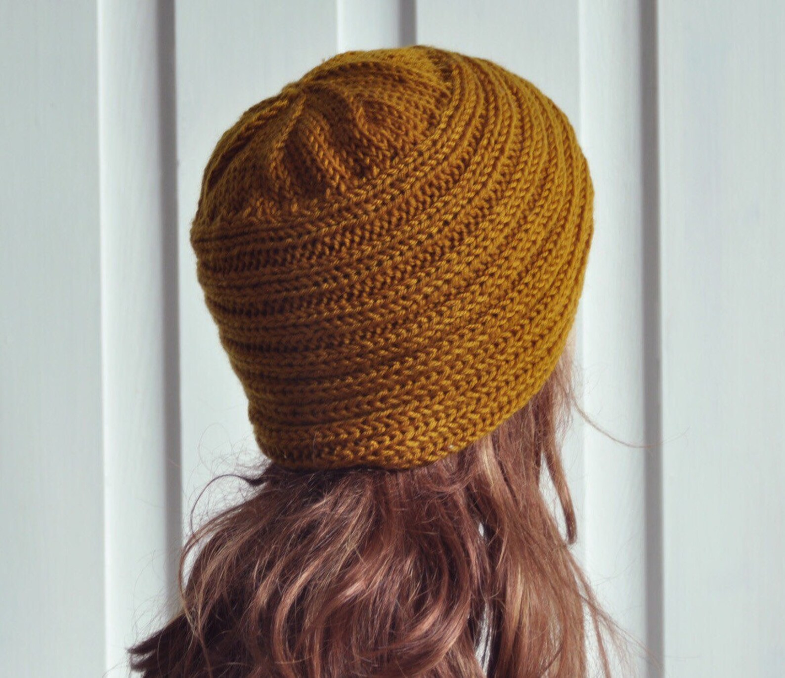 Hand Knit Hat - Wool Beret Hat With Crochet Flower in Mustard Yellow - Etsy